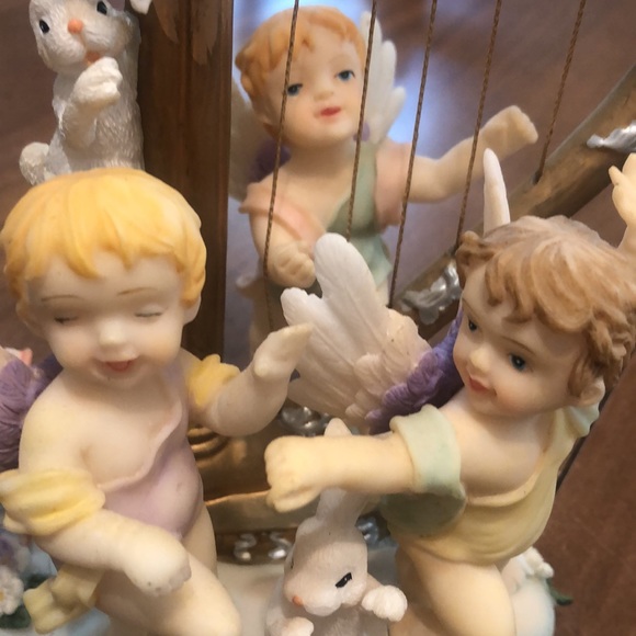 By Sansco | Art | Three Angels Rabbits And Doves Playing Harp On A ...